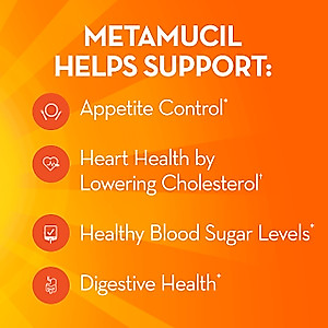 Metamucil Fiber, 4-in-1 Psyllium Fiber Supplement Powder with Real Sugar, Orange Smooth Flavored Drink, 72 Servings (Packaging May Vary), Coarse Texture, 1.9 Pound (Pack of 1)