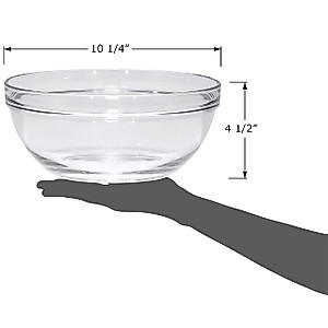 Red Co. 4.2 Quart Fully Tempered Clear Glass Mixing Bowl with Safety Rim, Large