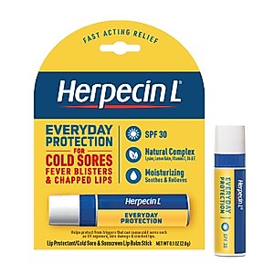 Herpecin L Lip Balm Stick 30 SPF 0.1 Ounce Tube Cold Sore Sun & Fever Blisters and Chapped Lips Relief Lip Balm with SPF30 and Lysine