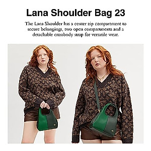 COACH Polished Pebble Leather Lana Shoulder Bag 23, Amazon Green Multi