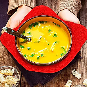 Small Microwave Bowl Huggers - Polyester Bowl Holders For Hot Food Hot Plate Holder Microwave Bowl Cozy Huggers - Heat Resistant Plate Hot Pads Microwave Hand Warmers Reusable Kitchen Gadget liberhaus