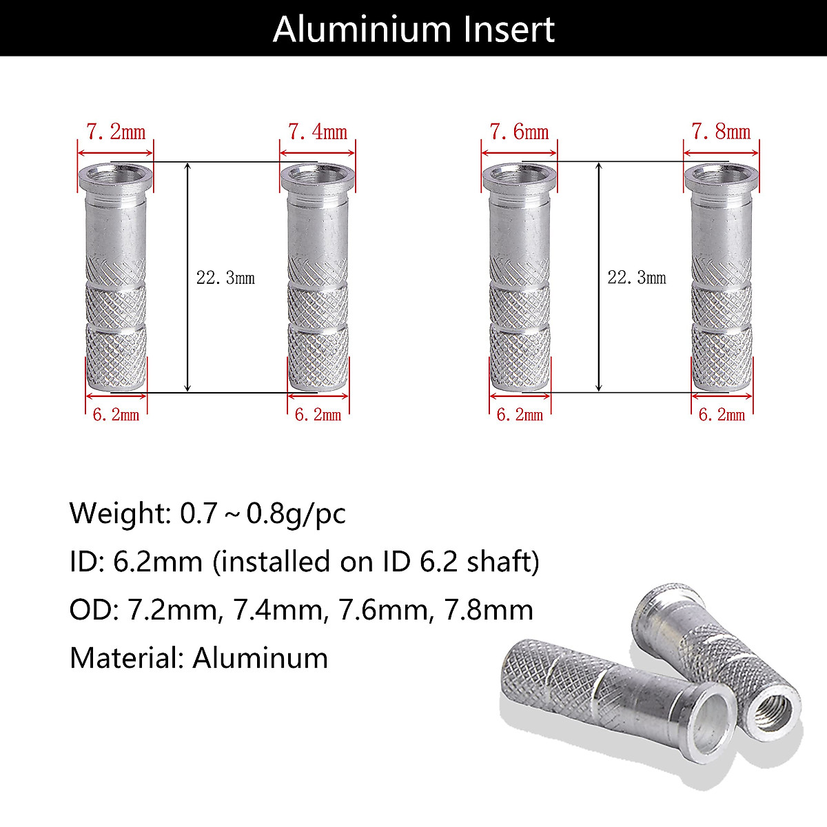 AMEYXGS 30Inch Carbon Arrows Shaft ID 6.2MM Spine 340 400 500 600 with Aluminium Insert for DIY Hunting Target Practice Pure Carbon Fiber Bare Arrow Shaft (24, spine 400)
