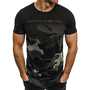 YOMXL Mens Hip Hop Camouflage T-Shirt Tie-Dyed Hipster Camo Tees Classic Basic Solid Ultra Soft Cotton T Shirt