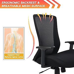 Big and Tall Office Chair for Heavy People 400lb, Ergonomic Desk Chair Mesh Computer Chair with Lumbar Support, Adjustable Height and Armrests
