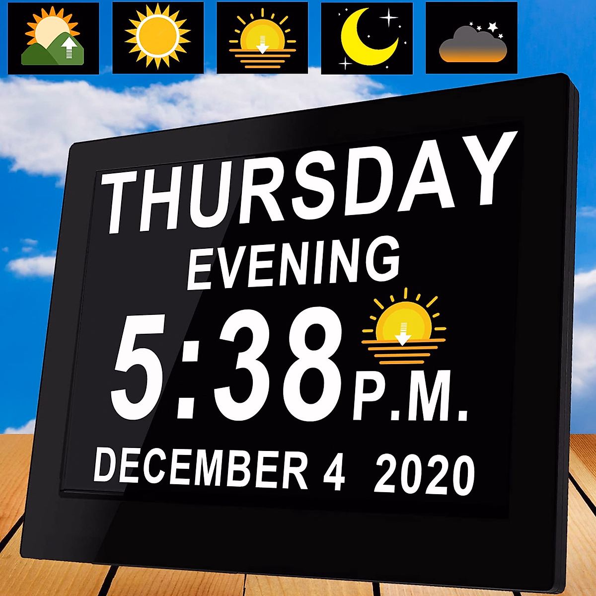 Véfaîî Digital Clock 2.0 with Date and Time for Elderly, 19 Alarms Custom Reminders, Dementia Clock for Seniors, Loud Alarms, Auto DST, Memory Function, Easy to Read (8" Large Black)
