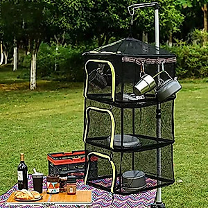 Outdoor 4 Layers Folding Drying Net Camping Storage Basket Vegetable Food Rack Folding Drying Camping Storage Basket