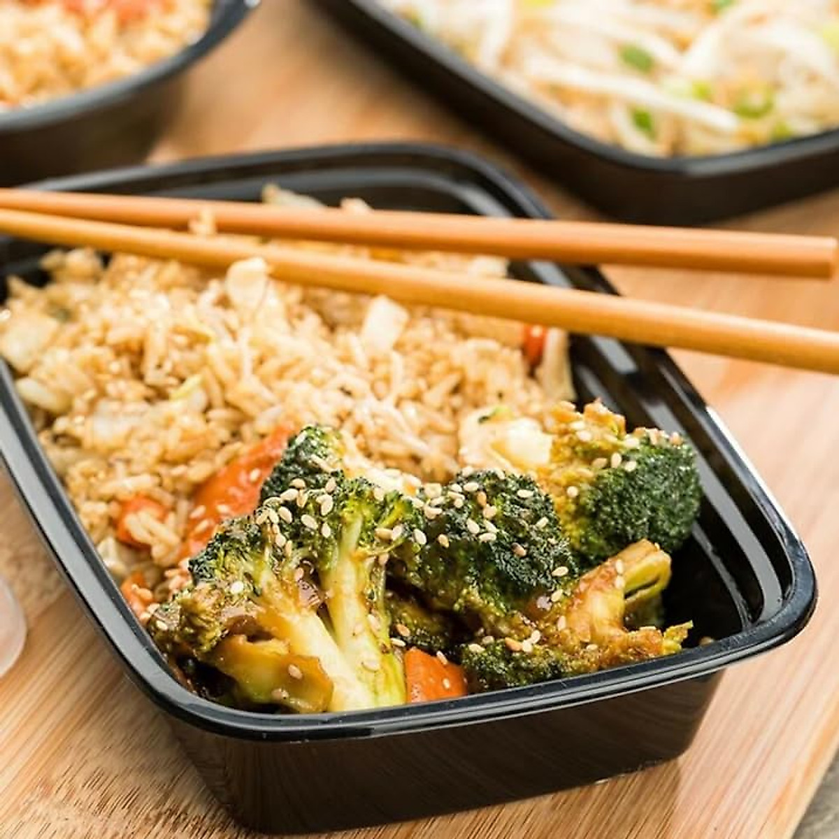 Nicole Fantini 16oz Disposable Black Meal Prep/Bento Box with Clear Dome Lids - Rectangular Plastic Meal Containers - Leak Proof and Reusable Box : Perfect For Salad, Meal Prep and Fruits : Set of 10