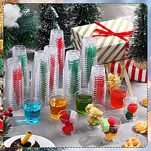 Yaomiao 300 Pieces Christmas Plastic Glasses 2 oz Christmas Party Transparent Cups Bulk Disposable Plastic Drinking Tasting Cups Christmas Shot Glasses for Adults for Whiskey Xmas Party Supplies