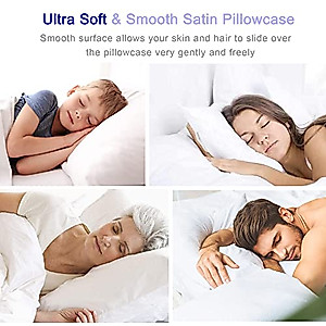 Phencaser Satin Bed Pillowcase, Both Side Silky Soft Standard Size Satin Pillowcases for Hair and Skin, Bed Pillow Covers with Hidden Zipper, Pillow Protector, Pack of 1 Piece (Standard, White)
