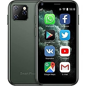 3G Mini Smartphone For Android, Pocket Cell Phone Portable Small Mobile Phone, Micro 2.5" Touch Screen Mini phone Support 3G Internet, WiFi, GPS, Quad Core, For Students, 1580mAh(Dark Night Green)