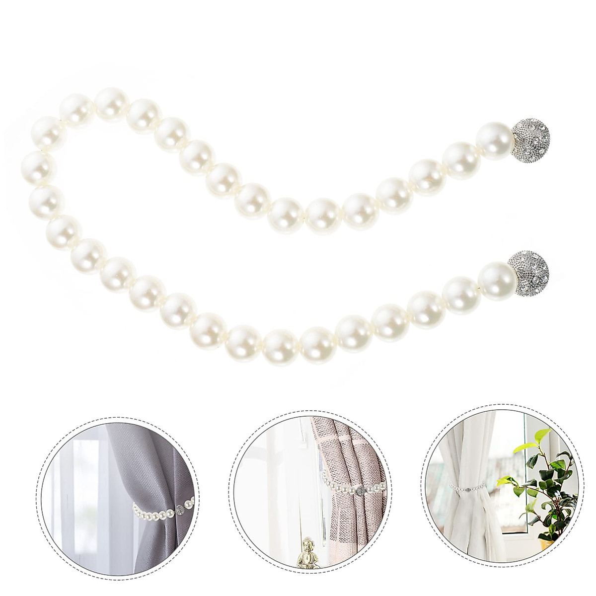 Homoyoyo 1pc Curtain Tie White Tie Plastic Stand Drape Tiebacks White Cotton Curtains Curtain Holdbacks Window Curtains Curtain Buckle Magnet Abs Pearls Magnetic Stand Magnetic Force