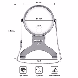 EasyLifeCare Hands Free Chest Rest LED Magnifier - Neck Wear Visual Aid Illuminated Magnifying Glass for Low Vision & Visually Impaired Seniors - Portable - Gifts for Mom, Dad, Grandmother, Women, Men