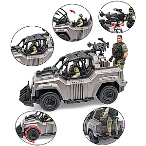 MISTBUY US Army Men Action Figures with Military Vehicles Toys Playset, Toy Soldiers with Military Trucks, Helicopter, War Tent for Kids Boys Girls, Best Age 6 7 8 9 10