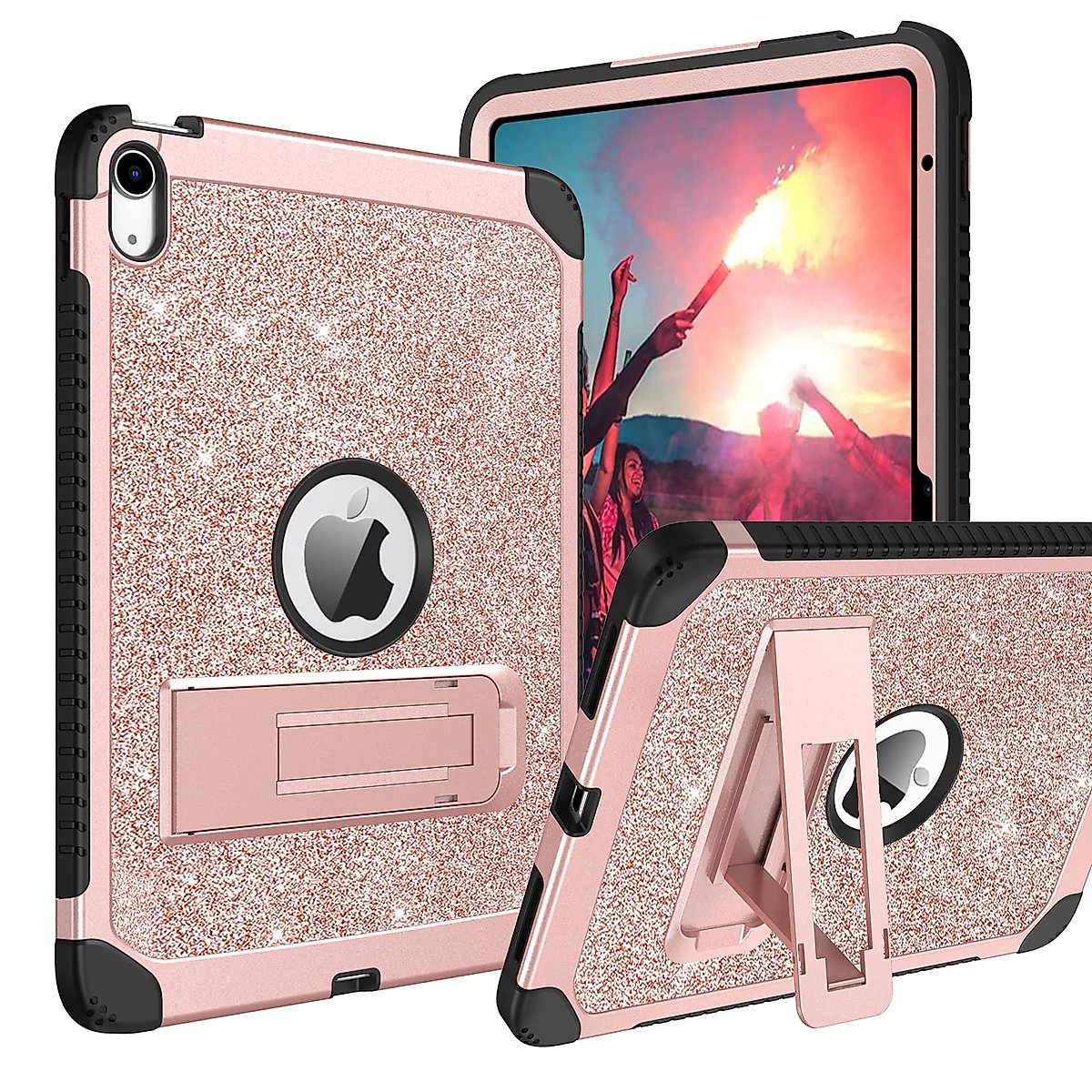 BENTOBEN for iPad 10th Generation Case, iPad 10.9 Case 2022 with Kickstand Glitter Sparkly 3 Layers Rugged Shockproof Protective Tablet Cover Case for iPad 10.9 Inch 2022 Release, Rose Gold