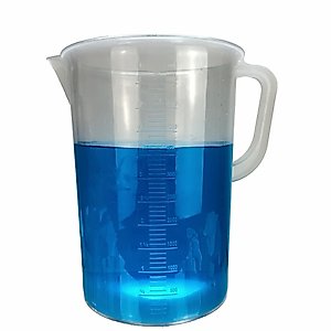 TN LAB Beaker Pitcher Measuring Cup Ultra-Strong Handle Polypropylene Plastic Graduated 5000ml 5L Holds 5.3 Quarts 1.25 Gallons