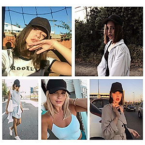 Qlenkay Baseball Cap with Hair Extensions Straight Short Bob Hairstyle Adjustable Removable Wig Hat 14inch for Woman Girl Ash Blonde Mix Bleach Blonde