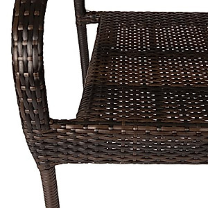 Patio Sense 63490 Rhodos Cafe Stacking Chairs in Mocha All Weather Wicker Construction No Assembly Lightweight for Indoor & Outdoor - Set of 4