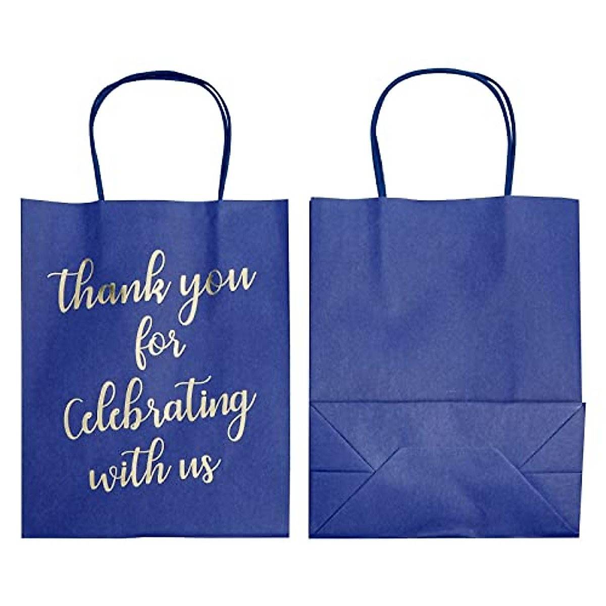 Sparkle and Bash Medium Thank You Gift Bags with 24 White Tissue Paper Sheets (Navy Blue, 24 Pack)