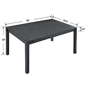 Kmax Dining Table Farmhouse Wood Kitchen Table Rectangular Table for Living Room,Dining Room,59”x35.5”x30” Inches,Black
