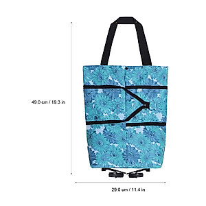 Cabilock 2Pcs Folding Shopping Bags Portable Collapsible Trolley Bags with Wheels for Women As Shown
