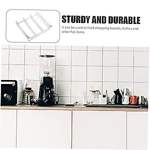UPKOCH Kitchen Cutting Board Rack Mug Stand Wall Storage Shelf Wall Pot Rack Chopping Board Organizer Hanging Storage Baskets Pan Lid Organizer Chopping Board Organizer for Cabinet Silver