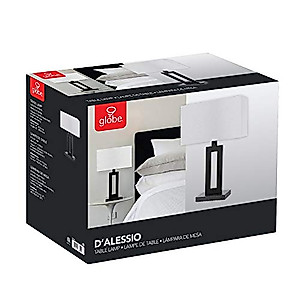 Globe Electric 67045 20" Table Lamp, Matte Black, White Linen Shade, On/Off Socket Rotary Switch, Table Lamp for Living Room, Home Décor, Lamps for Bedrooms, Room Décor, Home Improvement