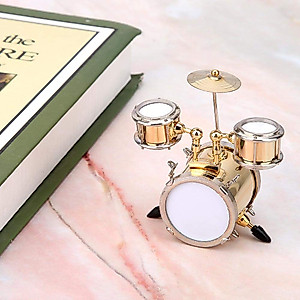 Miniature Musical Instrument Replica Drum Set Ornament Drummer Gift Children's Three Drum Model Decor 8.6x8x5.9cm