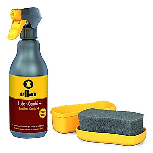 Swiss Effax Leather Combi+ Spray Cleaner 16 oz with Bonus Shine Sponge Buff Bar