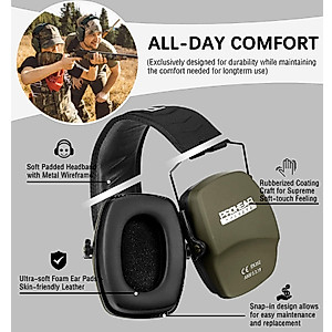 PROHEAR 016 Shooting Ear Protection Earmuffs 2 Pack, NRR 26dB for Gun Range, Hunting -Green and Brown