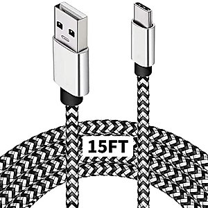 DEEGO USB Type C Charger Cable,15FT Long USB C Cable for Google Pixel 4 XL,Samsung S10 S9 Plus S8, Galaxy Note 10, LG V30, Nylon Braided Charging Type C Cord for Nintendo Switch MacBook Wall Charger
