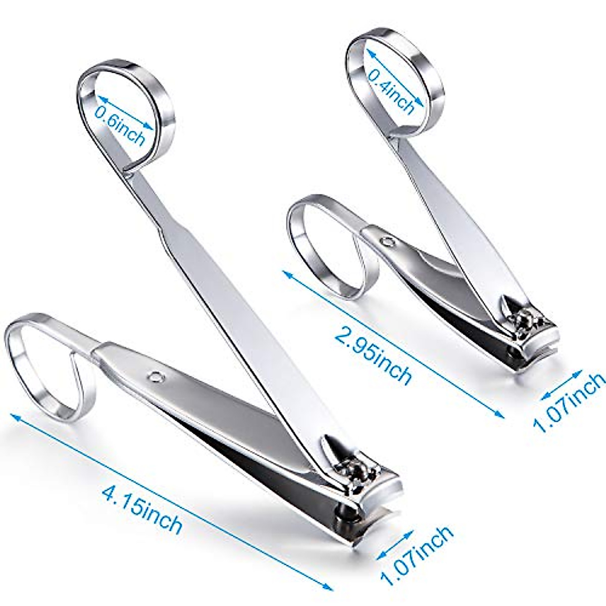 Mudder 4 Pack EZ Grip Nail Clipper Set EZ Grip Nail Clipper Edge Fingernail and Toenail Clipper Cutters Set Sharp Stainless Steel Blade Toenail Clippers Long Handle for Men Women