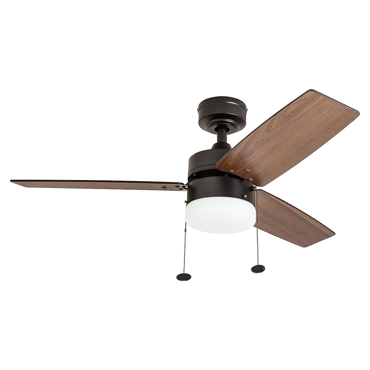 Prominence Home Reston, 42 Inch Modern Farmhouse LED Ceiling Fan with Light, Pull Chain, Dual Mounting Options, Dual Finish Blades, Reversible Motor - 51015-01 (Bronze)