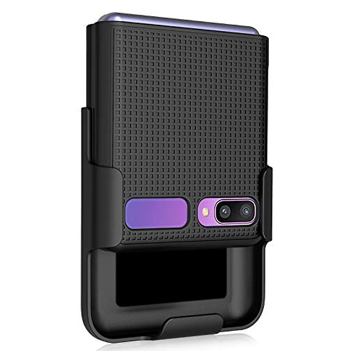 Case with Clip for Galaxy Z Flip, Nakedcellphone [Black] Snap-On Cover with [Rotating/Ratchet] Belt Hip Holster Holder Combo for Samsung Galaxy Z Flip 5G Phone (SM-F700, SM-F707) 2020