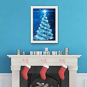 Clothmile Blue Christmas Tree Diamond Art Kit for Adults, Beginners, and Kids - Round Full Drill DIY Gem Art for Xmas Home Wall Decor