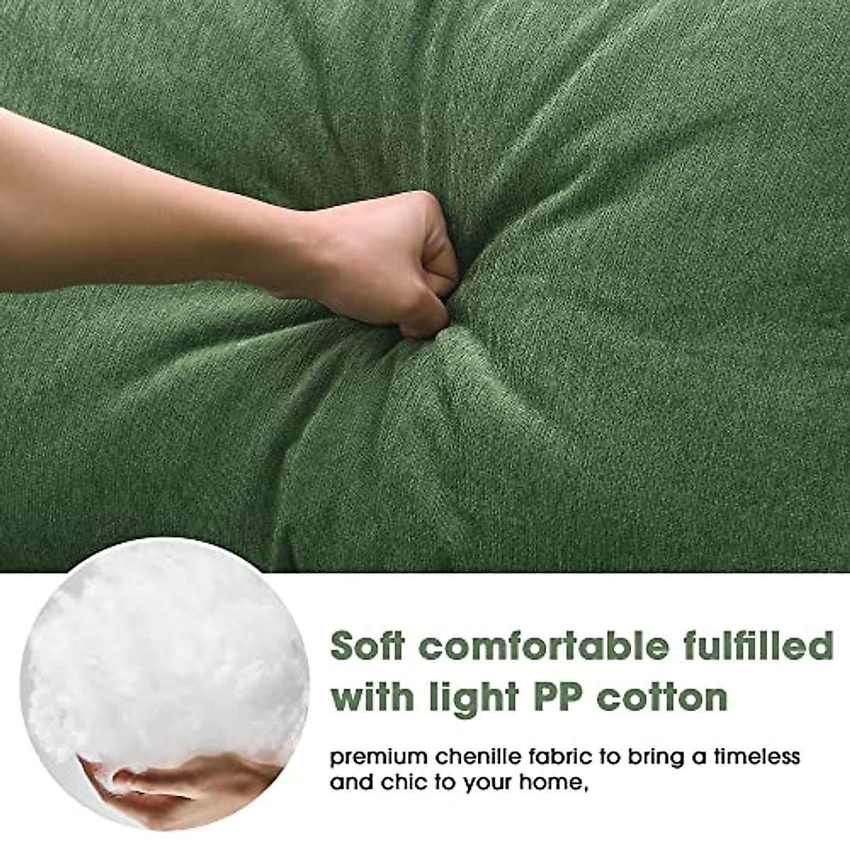 P PURLOVE Modular Sectional Living Room Sofa, Modern Minimalist Style Couch, Upholstered Sleeper Sofa, 2 PC Free Combination, L-Shape (Green)