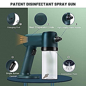 AICase Disinfectant Mist Gun, Electrostatic Nano Atomizer, Rechargeable Cordless ULV Sprayer, Handheld Fogger Spray Machine, Electric Disinfecting Mist Steam Gun for Home, Office, Car, Bathroom, Pest