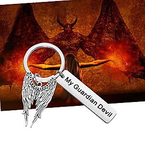 CENWA Lucifer Inspired Jewelry My Guardian Devil Keychain Funny Devil Gift For Fans (Guardian Devil K)