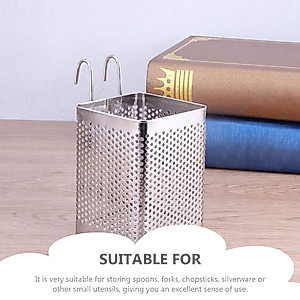 CALLARON 2Pcs Kitchen Utensils Holder Silverware Drying Rack Stainless Steel Chopstick Holder Forks Spoons Flatware Caddie Basket Organizer Drainer with Hook