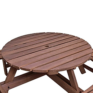 8 Seat Wood Picnic Table Beer Dining Seat Bench Set Pub Garden Yard