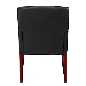 Boss Office Products Reception and Guest Box Arm Chairs with Mahogany Finish in Black
