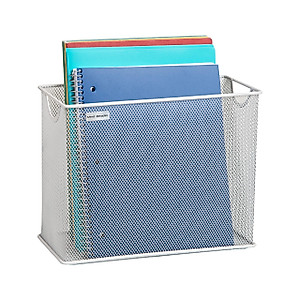Mind Reader FILEBASK-WHT Metal Mesh Storage Letters, Documents, Folders, Office Organization, White File Basket