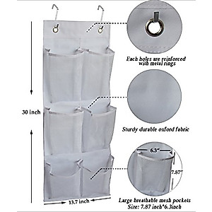 KIMBORA 2 Packs Narrow Over the Door/Wall Shoe Organizer, Small Hanging Shoe Rack for Closet with Clear Mesh Pocket for Bathroom, RV, Pantry, Camping (White)