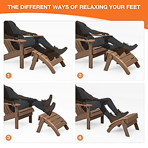 YEFU Adirondack Ottoman, Patio Foot Rest, Adirondack Foot Rest (2-Piece Folding Adirondack Ottoman, Teak)