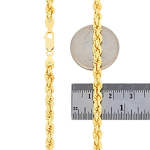 Nuragold 14k Yellow Gold 5mm Rope Chain Diamond Cut Bracelet, Mens Womens Jewelry 7" 7.5" 8" 8.5" 9"