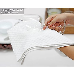 COTTON CRAFT Euro Café Set of 12 Waffle Weave Pure Cotton Super Absorbent Multipurpose Kitchen Towels, Dishcloths, Tea Towels White