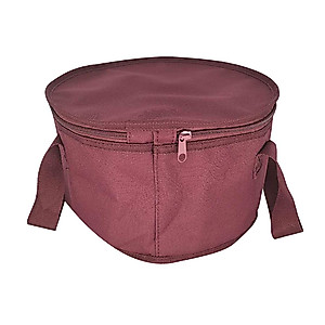 Set of 2 Polyester Fabric Round Thermal Casserole Carrier,Reusable Insulated Lunch Cooler Bag,Pie Carrier for Potluck,Picnics,Collapsible Cooler for Hot/Cold Food,11X7 inch (Red Color)