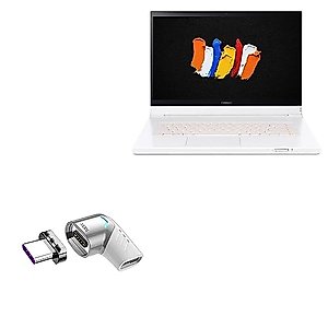 BoxWave Adapter Compatible with Acer ConceptD 7 Ezel CC715-71-7163 (15.6 in) - MagnetoSnap PD Angle Adapter, Magnetic PD Angle Charging Adapter Device Saver - Metallic Silver