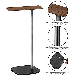 Gvoears Upgraded Headphone Stand, Walnut Wood Headphone Stand Headset Holder for Desk, Support Dual Headsets Suspension, Aluminum Alloy Support Rod Hanger, Dual Headphones Stand with Great Stablity
