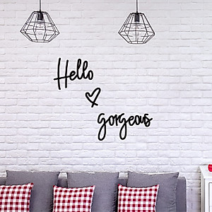 Hello Gorgeous Words Wall Decor 3D Wooden Sign Art for Home Room Office Door Decorations Party Supplies (Black)