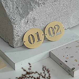 0-9 Retro Brass Table Number, 6cm Golden Card Table Number Plate, Round Hollow Countertop Digital Restaurant Plate Number, 1pcs (Color : Number 09, Size : 50x60mm)